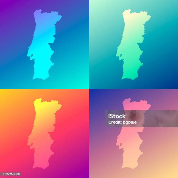 Ilustración De Mapas De Portugal Con Gradientes De Colores Moda Fondo Y