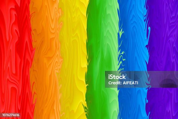 Motion Blurred Picture Of A Gay Rainbow Flag During Pride Parade