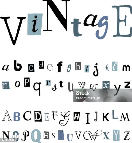 Vintage Vector Alphabet Stock Illustration - Download Image Now