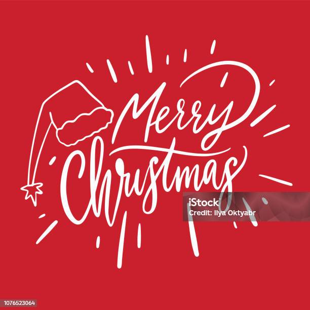 Merry Christmas Hand Drawn Vector Lettering Calligraphy Text For