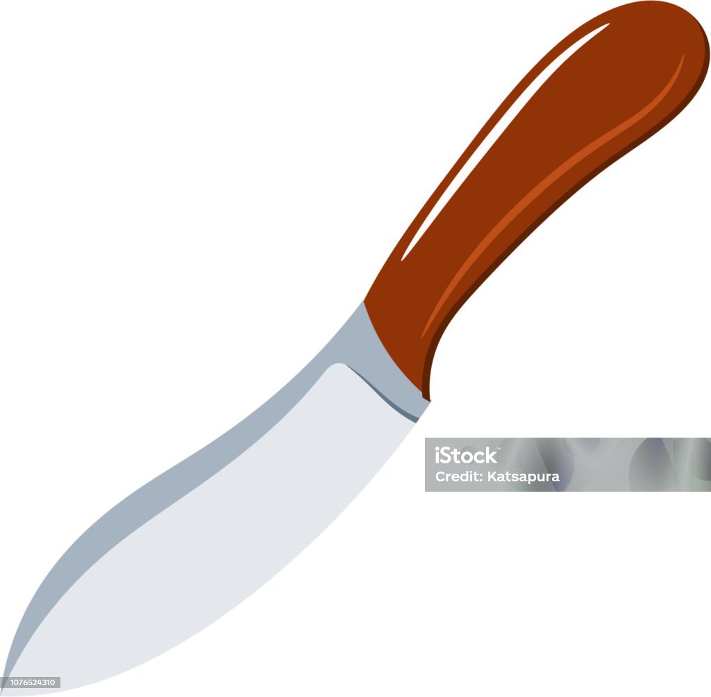 Färgbild Av Kniven Vektorillustration Av En Enkel Kniv I Tecknad Stil På En Vit Bakgrund