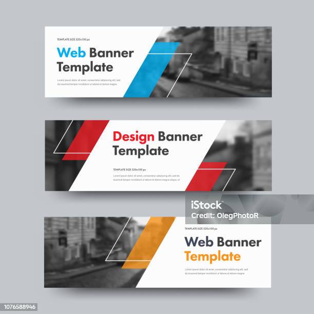 Template Banner Web Horizontal Vektor Dengan Elemen Desain Warna