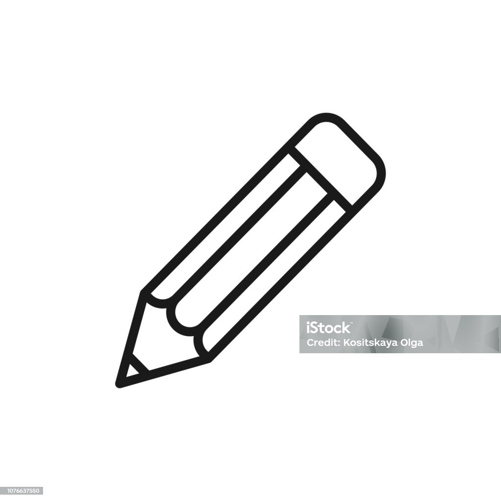 Icône De Contour Isolé Noir Du Crayon Sur Fond Blanc Icône De La Ligne