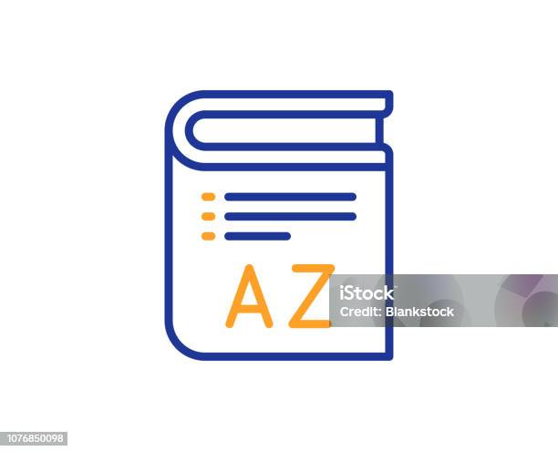 Icône De Vocabulaire De Ligne Signe De Livre De Glossaire Vector