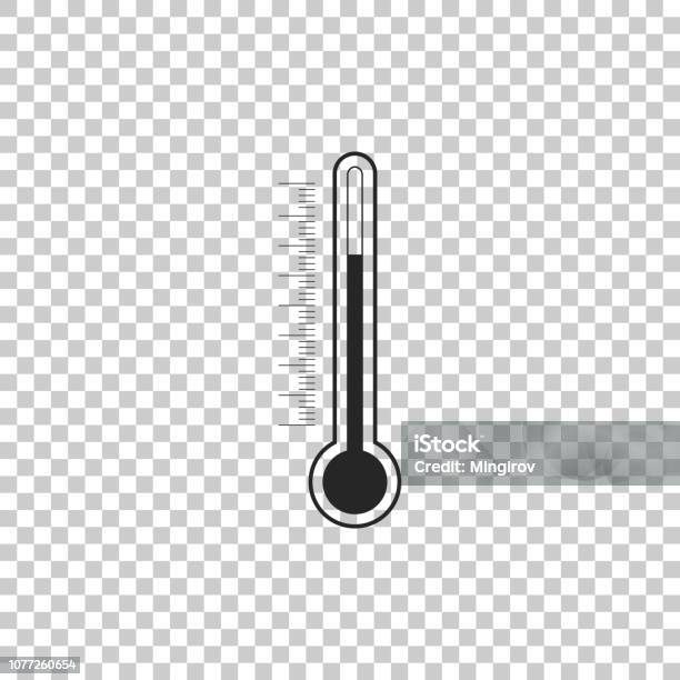 Ikon Termometer Diisolasi Pada Latar Belakang Transparan Desain Datar