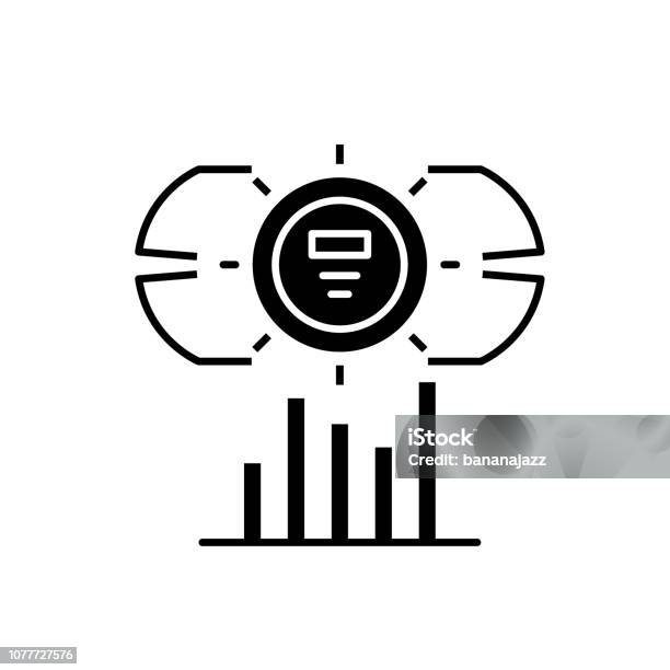 Icône De Dashboard De Métriques Noir Vector Signe Sur Fond Isolé