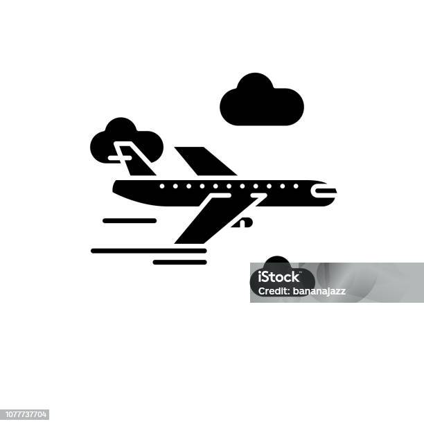 Icône De Lavion Noir Vector Signe Sur Fond Isolé Symbole De Concept
