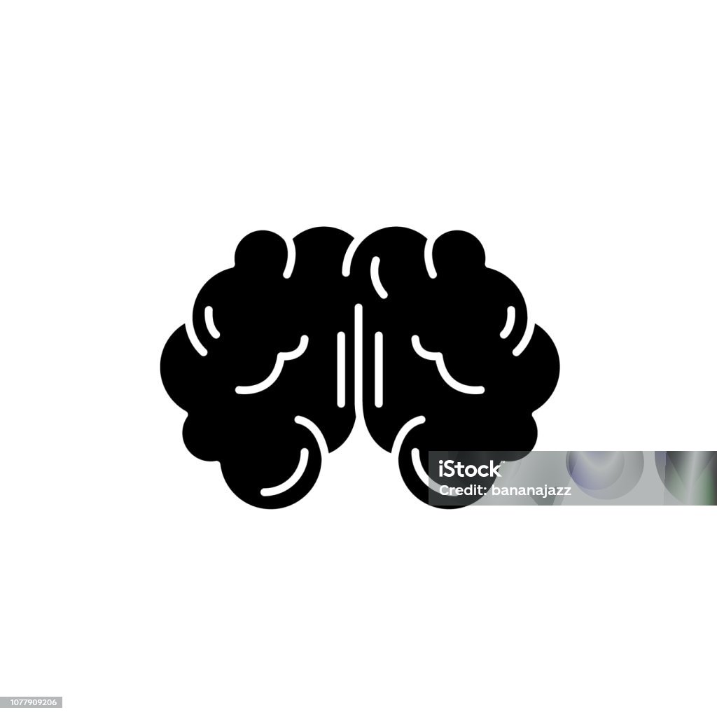 Icône Noire Du Cerveau Vector Signe Sur Fond Isolé Symbole De Cerveau