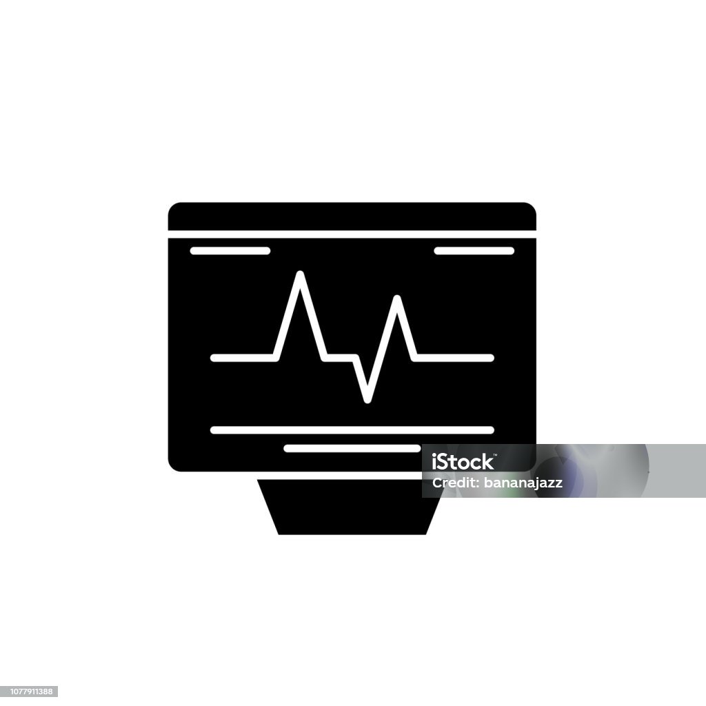 Ilustración De Cardiovascular Comprobar Icono Negro Vector De Señal