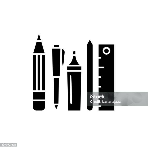 École Licône Outils Noir Vector Signe Sur Fond Isolé Symbole De Lécole