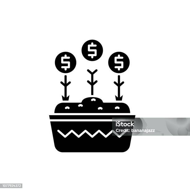 Icône Dinvestissement De Croissance Noir Vector Signe Sur Fond Isolé