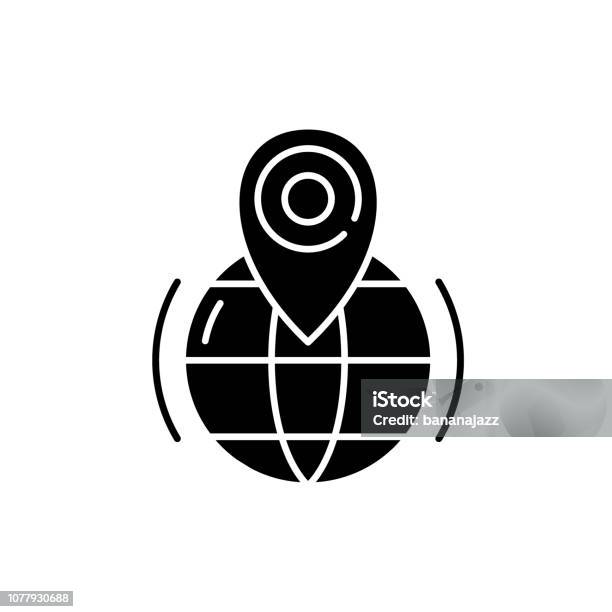 Gps Noir Icône Vector Signe Sur Fond Isolé Gps Symbole Du Concept