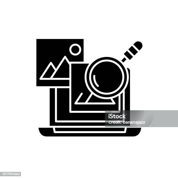 Licône Noire Analyse Média Vector Signe Sur Fond Isolé Symbole De