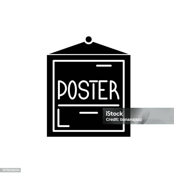 Ikon Hitam Poster Tanda Vektor Pada Latar Belakang Terisolasi Simbol