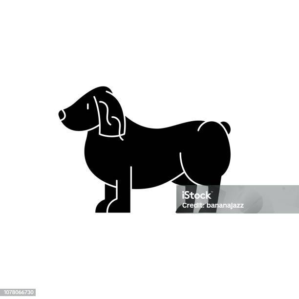 Icône De Lépagneul Noir Vector Signe Sur Fond Isolé Symbole De Notion