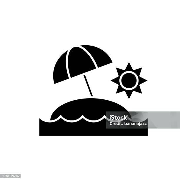Icône De Lîle Du Soleil Noir Vector Signe Sur Fond Isolé Symbole De