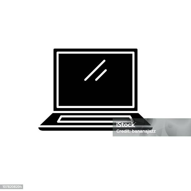 Icône De Lordinateur Portable Noir Vector Signe Sur Fond Isolé Symbole