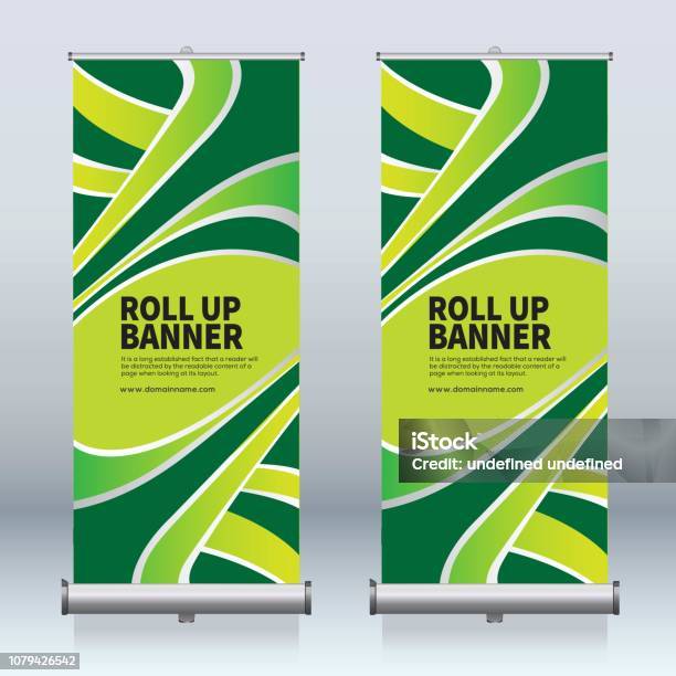 Gulung Template Desain Banner Vertikal Latar Belakang Abstrak Desain