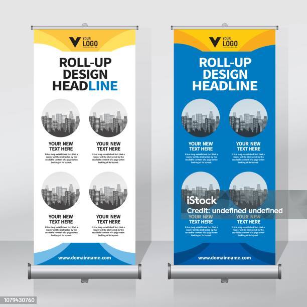 Gulung Template Desain Banner Vertikal Latar Belakang Abstrak Desain