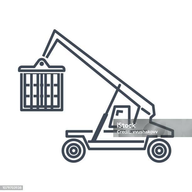 Porteconteneurs De Fine Ligne Icône Reach Stacker Grue Vecteurs Libres