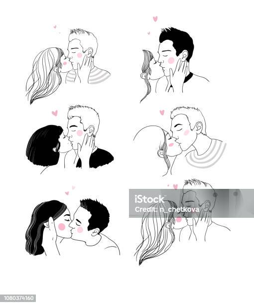 Sertie Dun Couple Sembrassant Jeune Homme Et Femme Mariée Et Le Marié