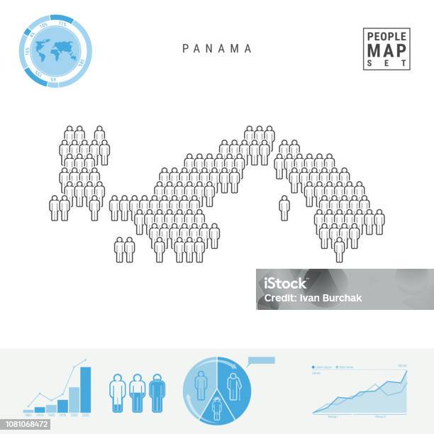 Carte De Panama Gens Icône Silhouette Vecteur Stylisés Du Panama La