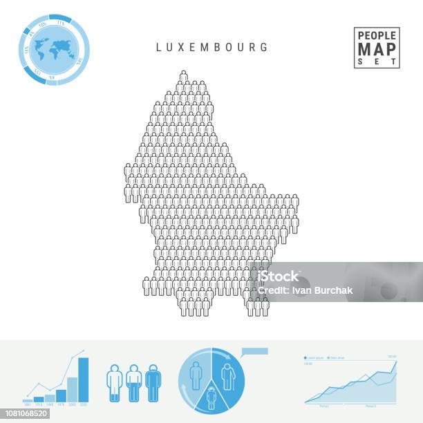 Luxembourg Les Gens Icône Carte Silhouette Vecteur Stylisés Du