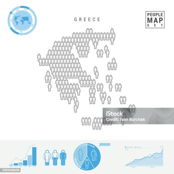Carte De Grèce Gens Icône Silhouette Vecteur Stylisés De La Grèce La