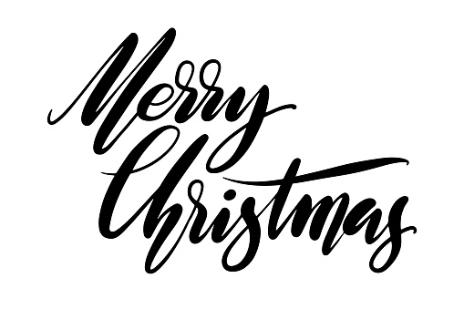 Merry Christmas Phrase Isolated On White Background Hand Drawn Creative