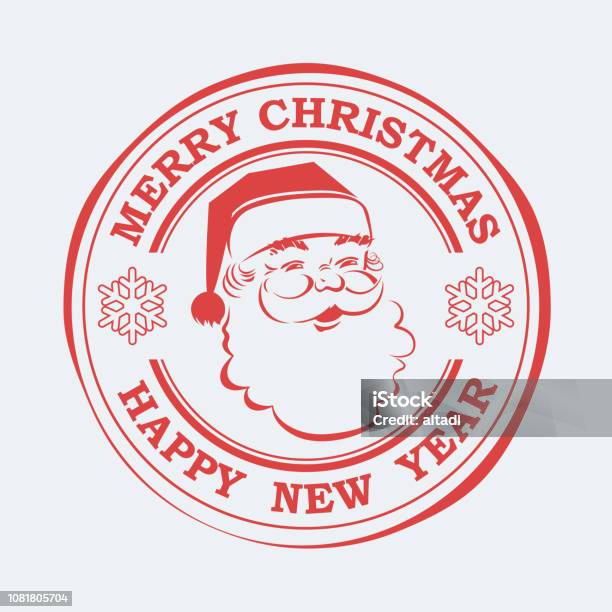 Cetak Merah Bulat Natal Dengan Santa Claus Dua Kepingan Salju Dan Teks ... Cetak Merah Bulat Natal Dengan Santa Claus Dua Kepingan Salju Dan Teks ...