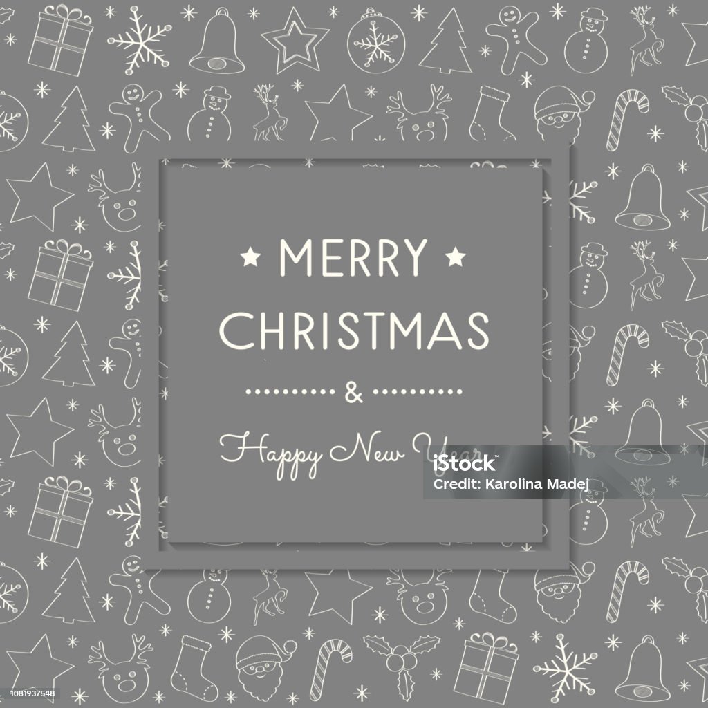 Christmas Card In Retro Style With Festive Elements Vector Stock