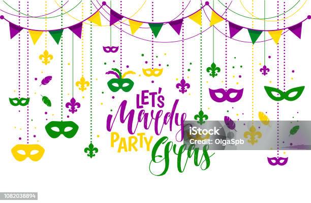 Mardi Gras Mewarnai Bingkai Dengan Topeng Dan Fleurdelis Terisolasi