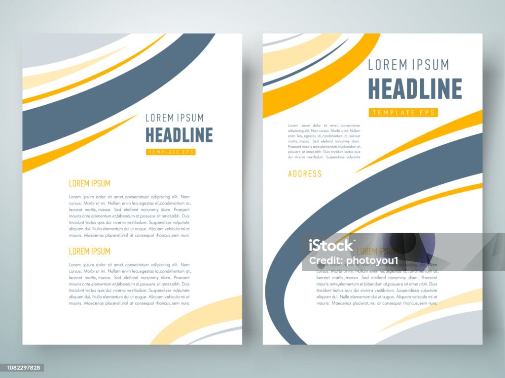 Flyer Desain Brosur Template Kurva Abstrak Ilustrasi Stok Unduh