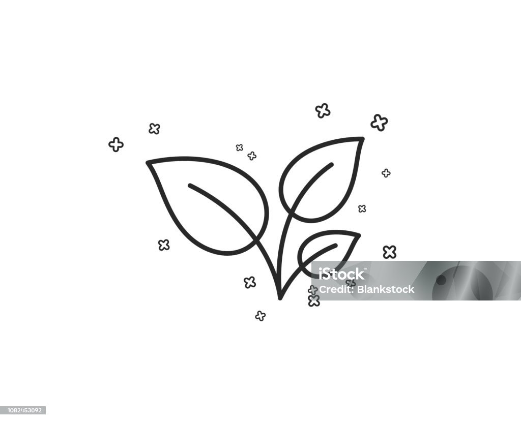 Leaves Line Icon Grow Plant Leaf Sign Vector Stock Illustration