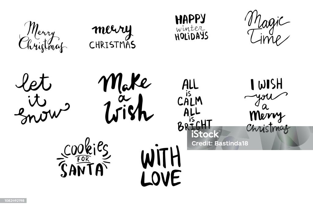 Set Of Christmas Lettering Handwritten Stock Illustration Download