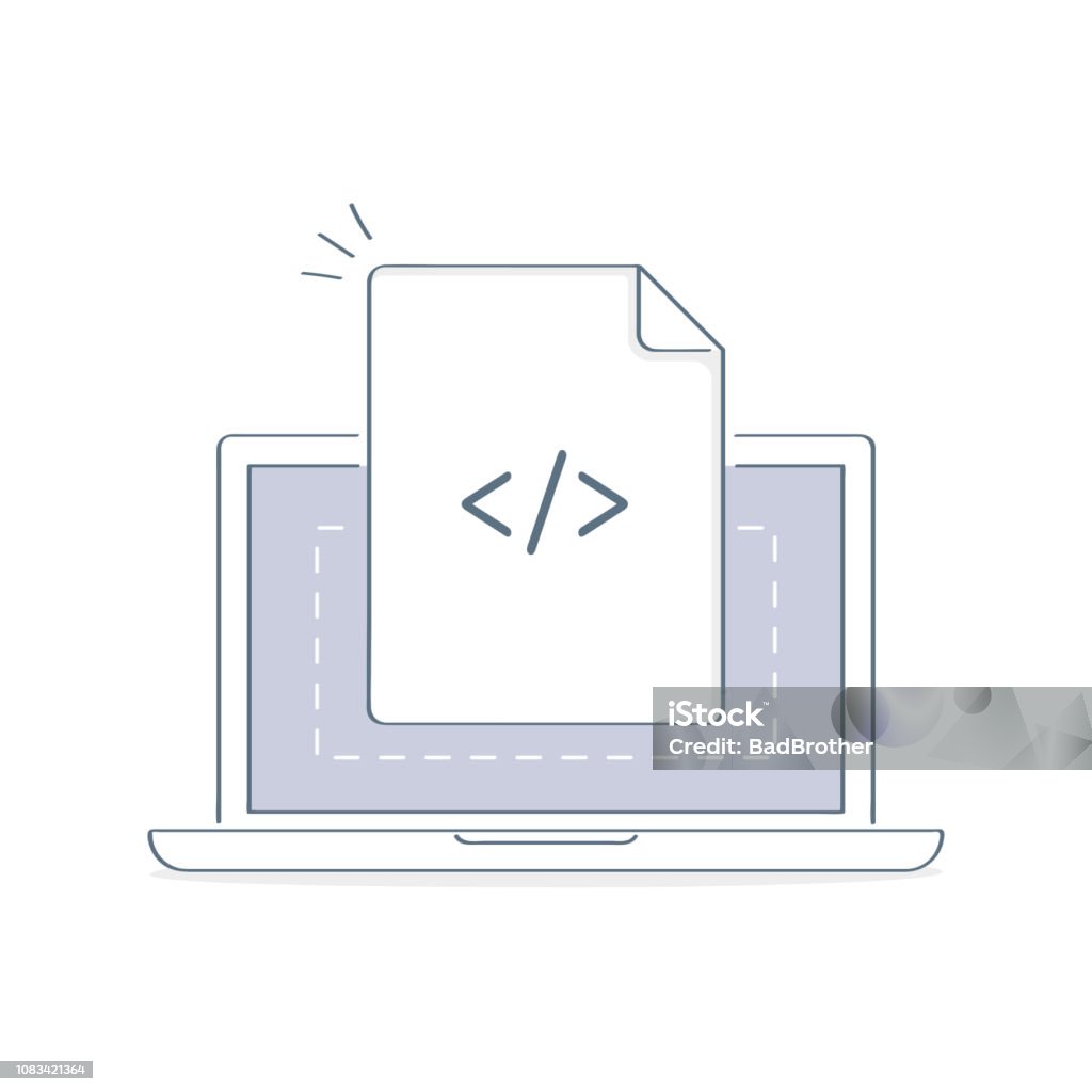 Ilustración De Desarrollo Web Programación Codificación Concepto De Icono Portátil Con Archivo