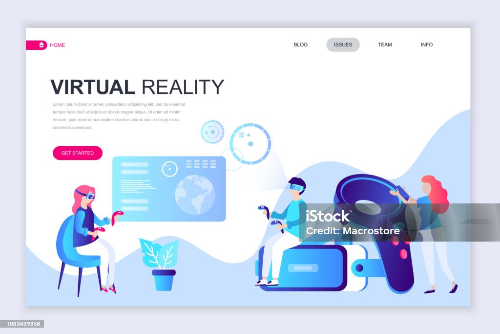 Template Desain Halaman Web Datar Modern Virtual Augmented Reality