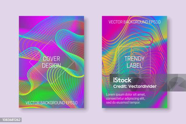 Desain Yang Semarak Untuk Templat Sampul Dengan Aliran Garis Dan Titik