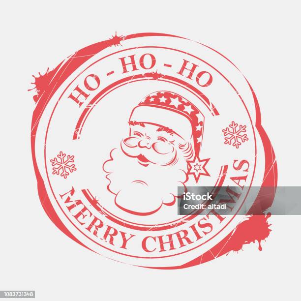 Stempel Bulat Natal Dengan Kepingan Salju Dan Siluet Santa Claus ... Stempel Bulat Natal Dengan Kepingan Salju Dan Siluet Santa Claus ...
