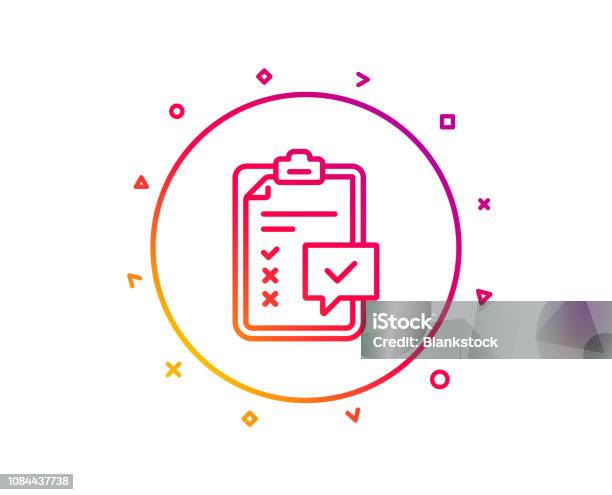 Icône De Liste De Contrôle De Ligne Signe Du Rapport De Lenquête Vector