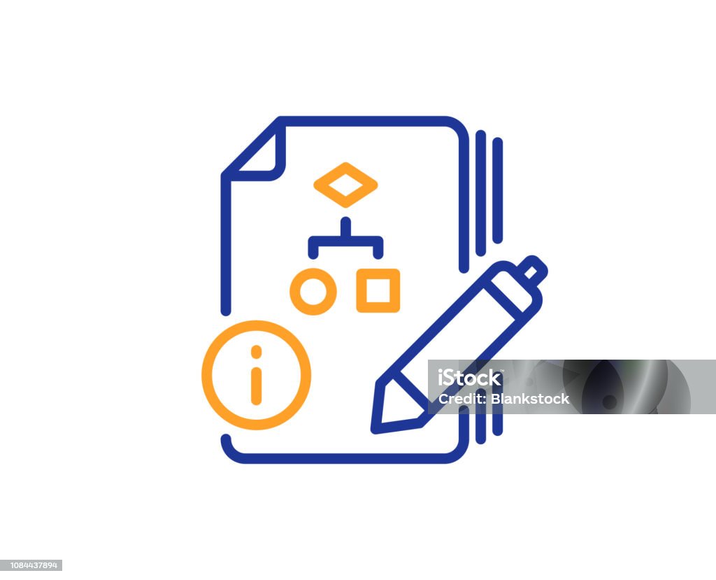 Documentation With Algorithm Line Icon Technical Instruction Sign Vector Stock Illustration