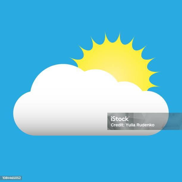 Sun And Cloud Flat Icon Isolated On Blue Background Sun And Cloud Sign ... Sun And Cloud Flat Icon Isolated On Blue Background Sun And Cloud Sign ...
