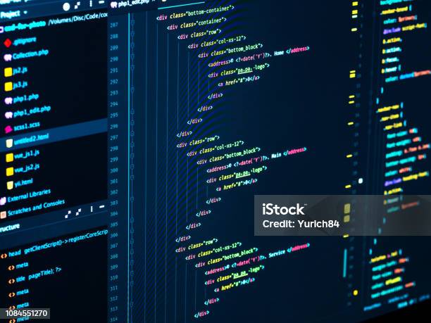 Html5 Main Menu In Code Editor For Website Development Implementing Seo Concepts For Better Serp