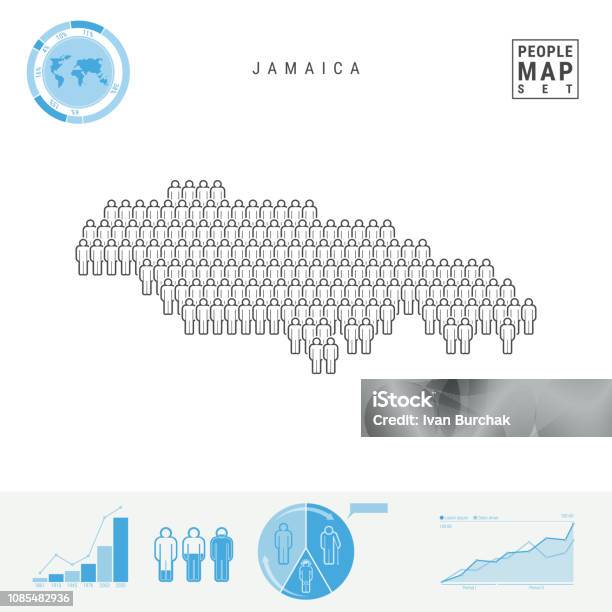 Jamaïque Gens Icône Carte Silhouette Vecteur Stylisés De La Jamaïque La