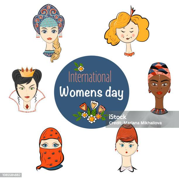Hari Perempuan Internasional Vector Template Gaya Kartun Potret Wanita ... Hari Perempuan Internasional Vector Template Gaya Kartun Potret Wanita ...