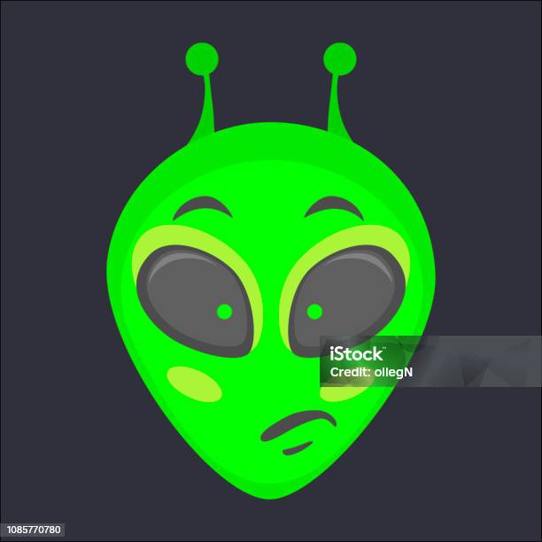 Tête Dalien Visage Alien Emoji Illustration Vectorielle Icône Humanoïde