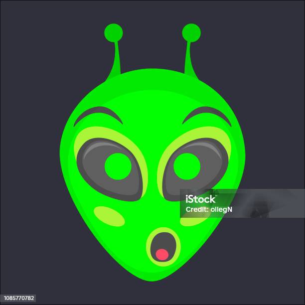 Tête Dalien Visage Alien Emoji Illustration Vectorielle Icône Humanoïde