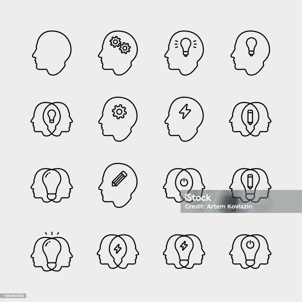 Brainstorm Collective Thinking Creative Minimalistic Flat Line Outline ... Brainstorm Collective Thinking Creative Minimalistic Flat Line Outline ...
