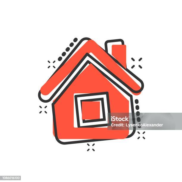 Icône De Bâtiment De Maison Dans Le Style Comique Pictogramme