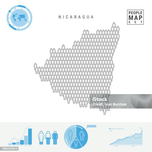 Nicaragua Gens Icône Carte Silhouette Vecteur Stylisés Du Nicaragua La